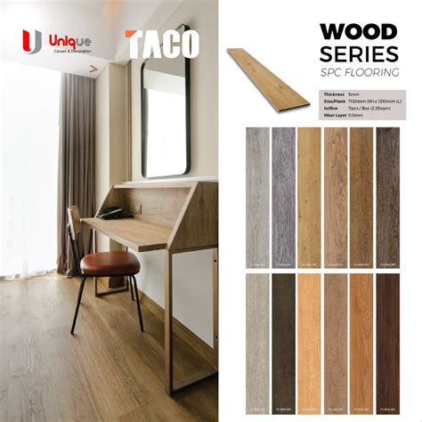 Jual Taco Spc Flooring 5mm Wood Series Lantai Spc Taco Sistem Click Motif Kayu Spc Model