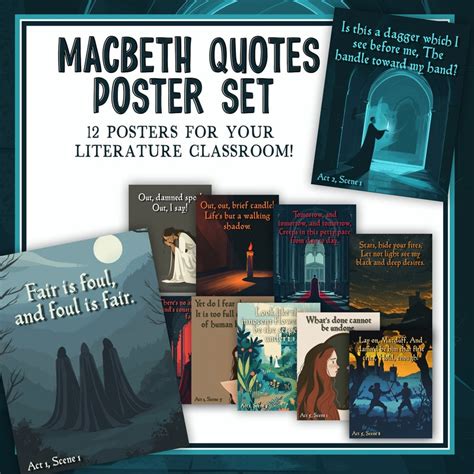 Macbeth Shakespeare Poster Etsy Uk