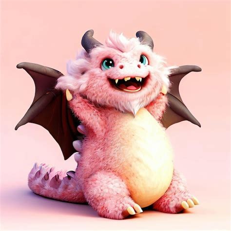 Premium Ai Image A Pink Dragon With Horns And A Pink Tail Is Waving
