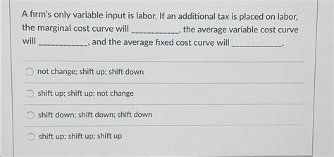 Solved A Firms Only Variable Input Is Labor If An