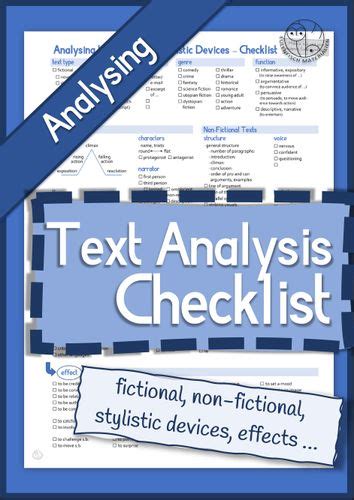 Checklist Für Text Analysis Unterrichtsmaterial Im Fach Englisch