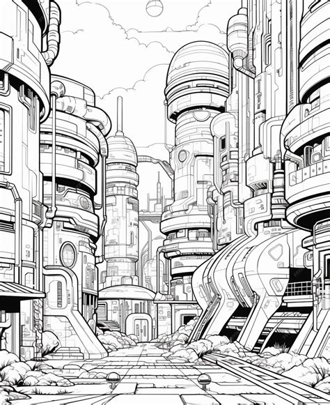 Premium Photo A Drawing Of A Futuristic City With A Lot Of Tall