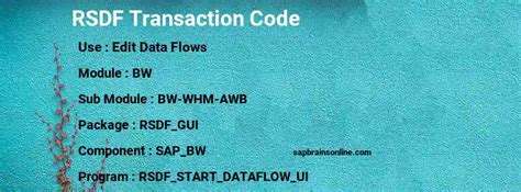 Rsdf Sap Tcode For Edit Data Flows