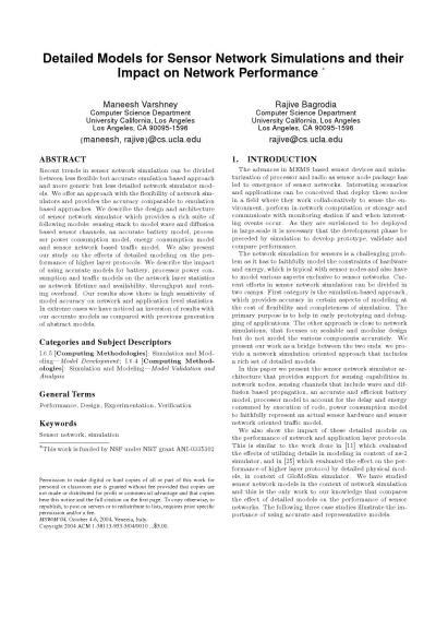 Research Institution Traffic Detailed Models For Sensor Network