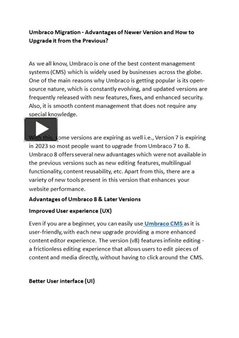 Ppt Umbraco Migration Advantages Of Newer Version And How To