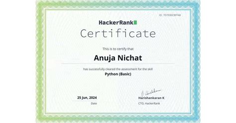 Anuja Nichat On Linkedin Hackerrank Skill Certificate