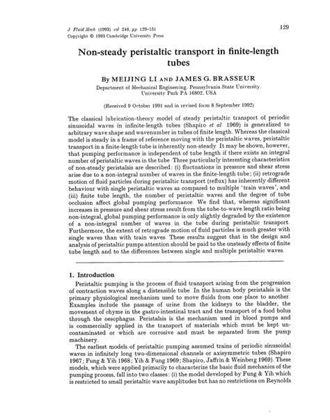 Pdf Non Steady Transport In Finite Length Tubes