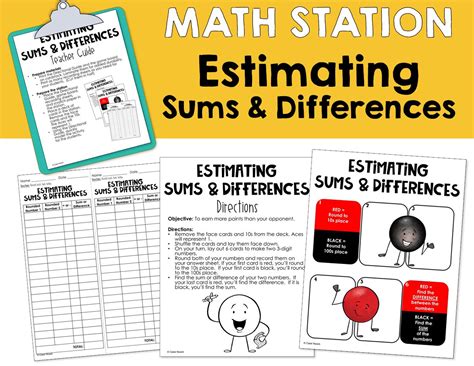 Estimating Sums And Differences Stationcenter Activity Minds In