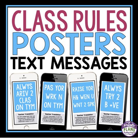 Class Rules Posters Text Messages Creative Back To School Bulletin