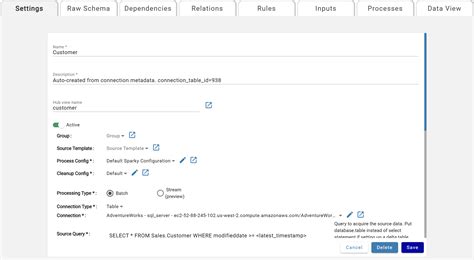 Source Settings Dataforge