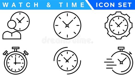 Time And Clock Calendar Timer Line Icons Vector Linear Icon Set