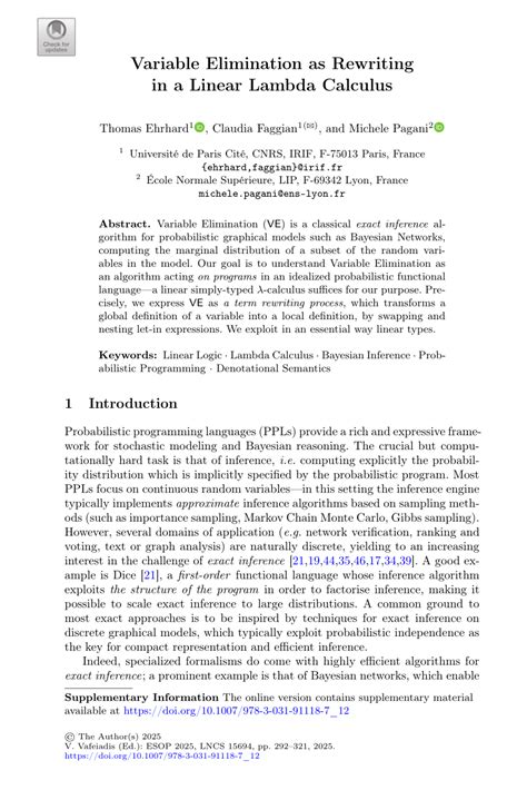 Pdf Variable Elimination As Rewriting In A Linear Lambda Calculus