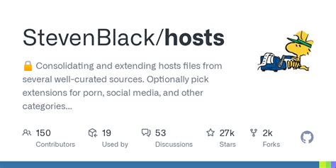 Github Stevenblack Hosts Consolidating And Extending Hosts Files From Several Well Curated