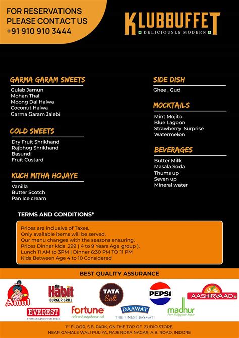 Menu At Klub Buffet Indore