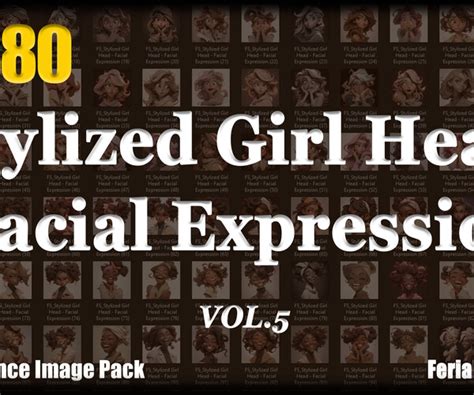 Artstation 280 Stylized Girl Head Facial Expression Reference Image