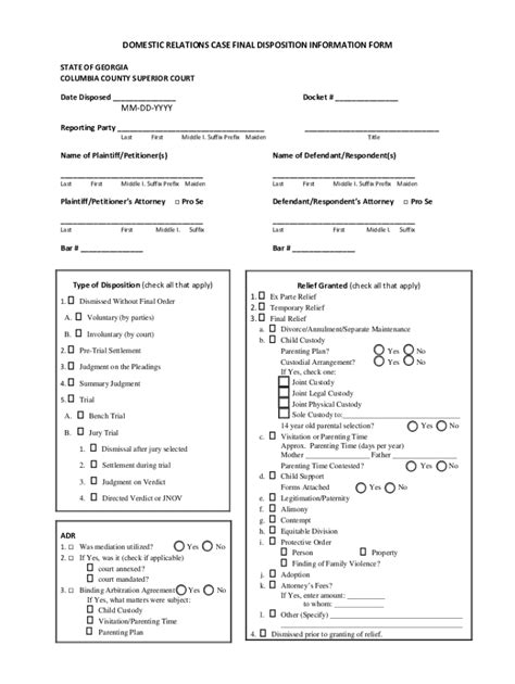 Fillable Online General Civil Case Final Disposition Form Non Domestic Fax Email Print Pdffiller