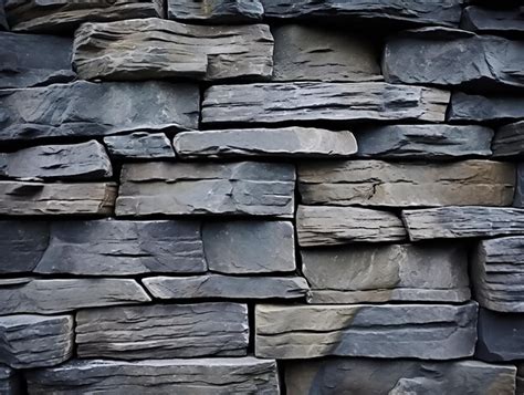 Premium Photo Dark Stone Dry Stack Wall