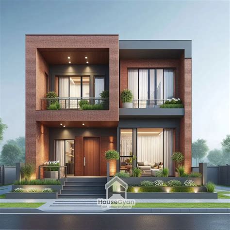 Brick Style House Front Elevation Design