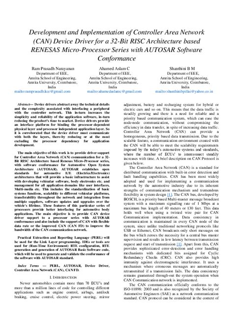 Pdf Development And Implementation Of Controller Area Network Can