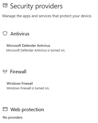 Windows Security And Security Providers Web Protection No Providers Rwindows10 Windows Security And Security Providers Web Protection No Providers Rwindows10