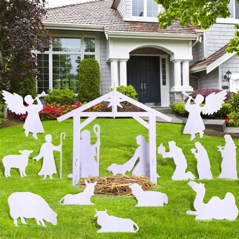 Buy Remerry 15 Pcs 34 Ft Outdoor Nativity Scene Large White Solid Pvc Christmas Yard Nativity