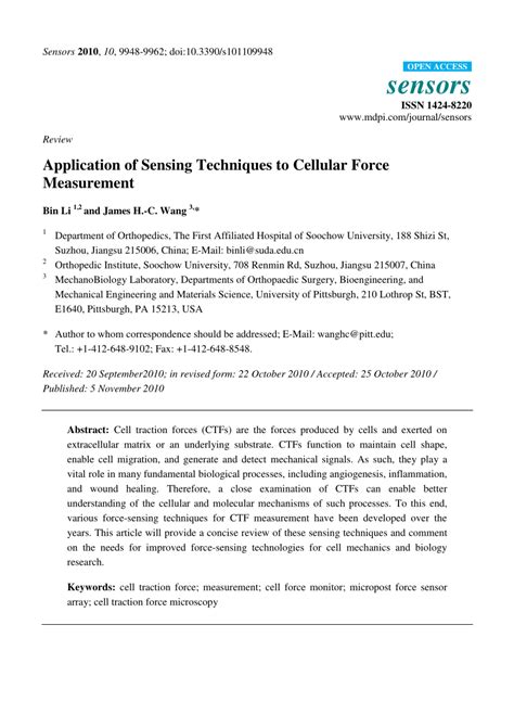 Pdf Application Of Cell Traction Force Microscopy For Cell Biology