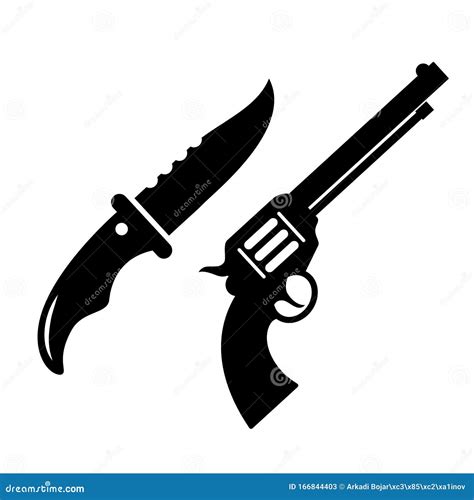 Weapon Knife And Gun Vector Icon Stock Vector Illustration Of Icon
