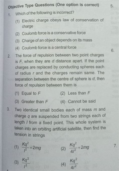Objective Type Questions One Option Is Correct 5 1 Which Of The Follo