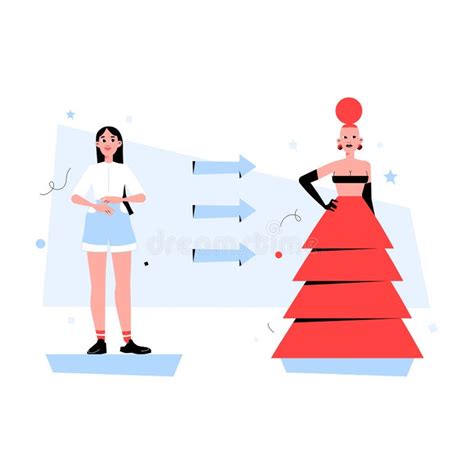 Transformation Process With Fashion Evolution In Flat Vector