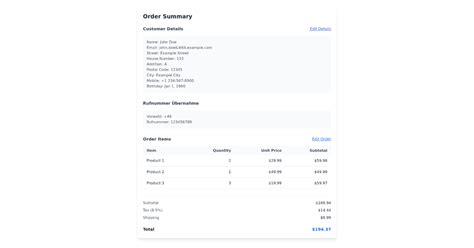 Order Summary Component Free Angular Tailwind Component
