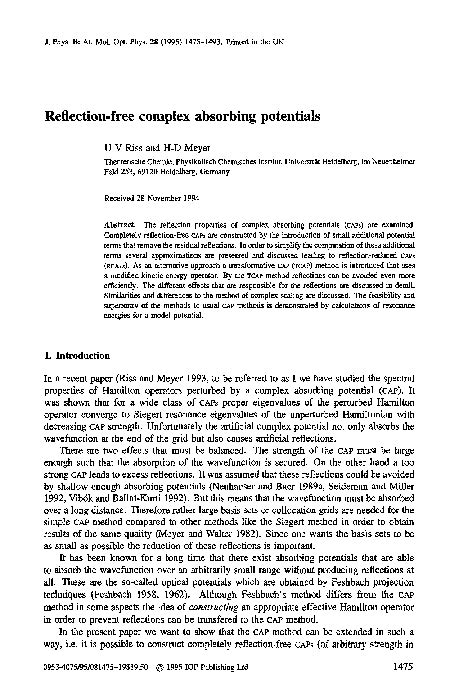Reflection Free Complex Absorbing Potentials