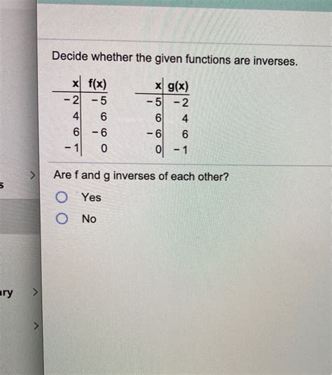 solved decide whether the given functions are inverses x