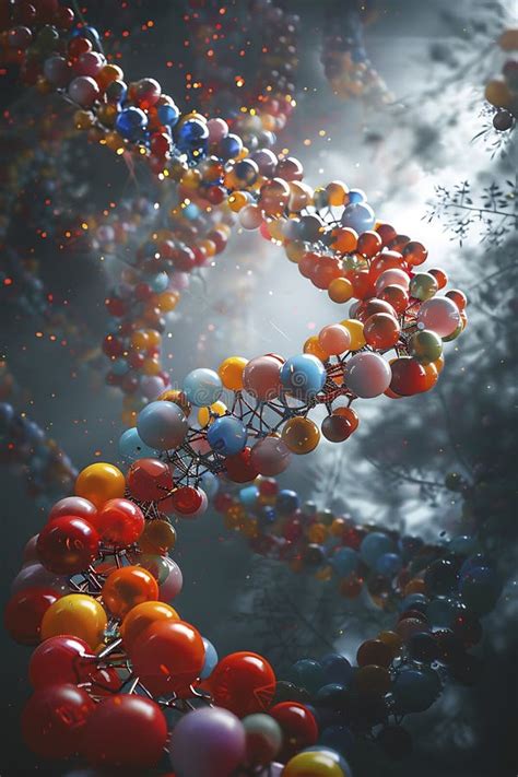 Intricate Helix Structure Of Dna Molecules Under Microscope Stock Image