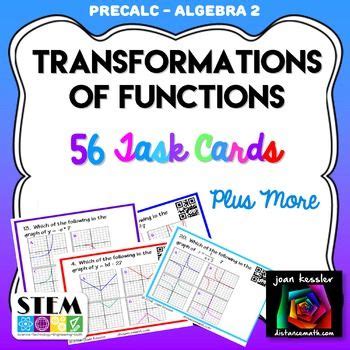 Transformations Of Graphs Of Functions Task Cards QR HW Precalculus Task Cards Graphing