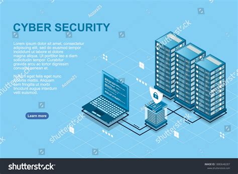 Network Cyber Security Isometric Vector Illustration Stock Vector