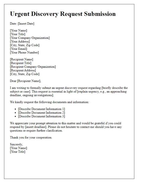 Letter Template For Discovery Request Submission Free Samples In Pdf Letterin