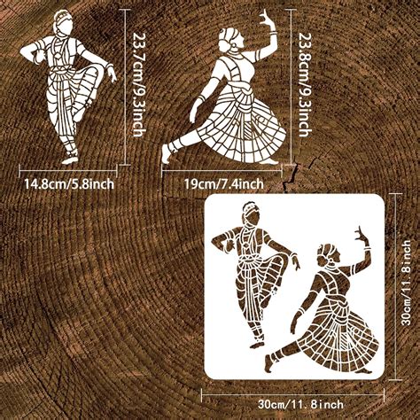 Fingerinspire Indian Dance Stencils 30x30cm Indian Stencil Template Plastic 2 Indian Dancer