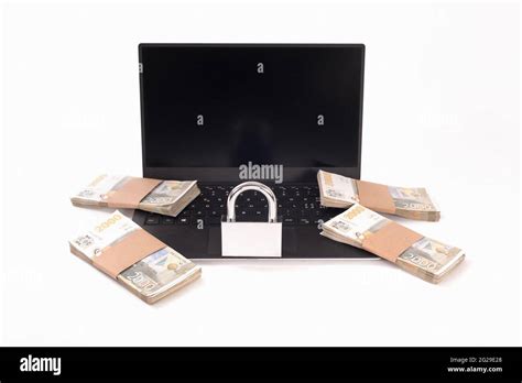 Cyber Crime Internet Cyber Security Concept With A Padlock On Laptop Computer Ransomware