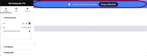 add a floating bar to your site elementor