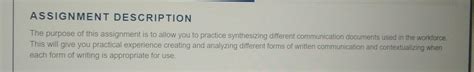 Assignment Description The Purpose Of This Assignment