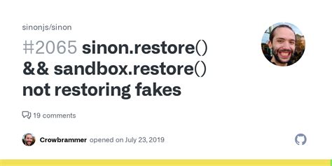 sinon restore andand sandbox restore not restoring fakes · issue 2065