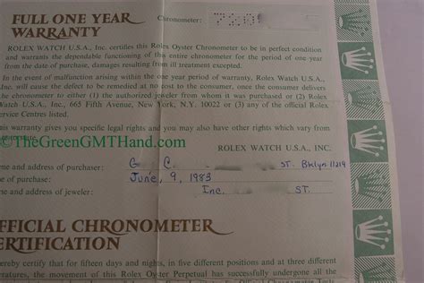 Rolex Certificate Of Authenticity