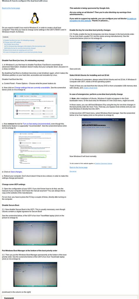 Windows 8 How To Configure It For Dual Boot With Linux Puolanka Wiki