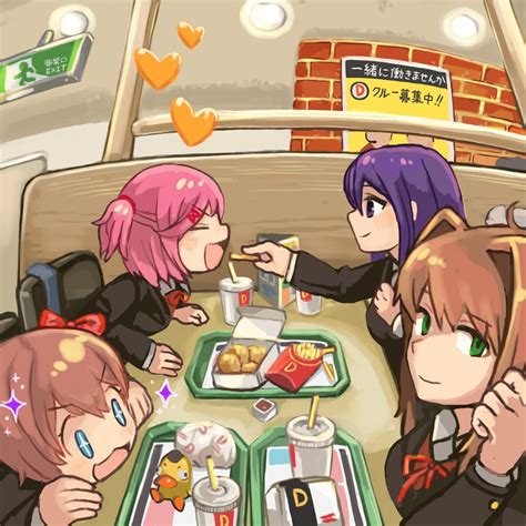 Monika Natsuki Yuri And Sayori Doki Doki Literature Club Drawn By