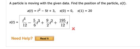Solved A Particle Is Moving With The Given Data Find The Chegg
