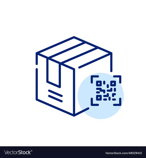 Shipment Box With Qr Code Identification Tracking Vector Image
