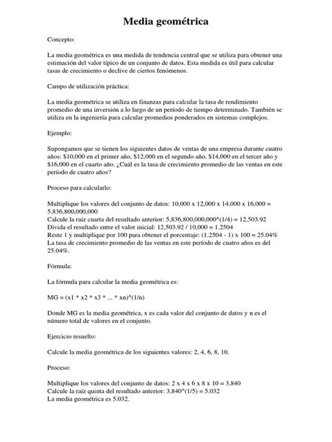 Media Geometrica Pdf Análisis Matemáticas
