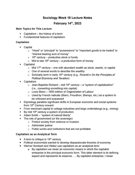 Sociology Week 18 Lecture Notes Sociology Week 18 Lecture Notes