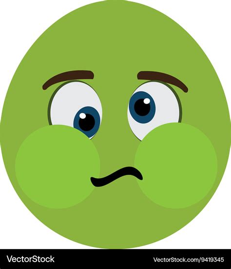 Green Cartoon Face With Sick Expression Royalty Free Vector
