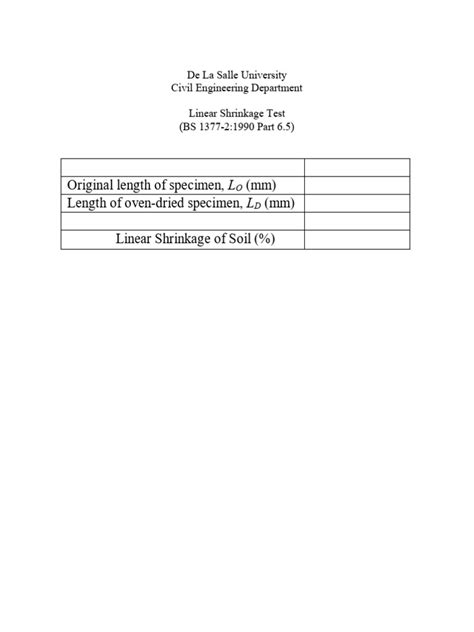 Experiment 3 Linear Shrinkage Data Sheet Pdf